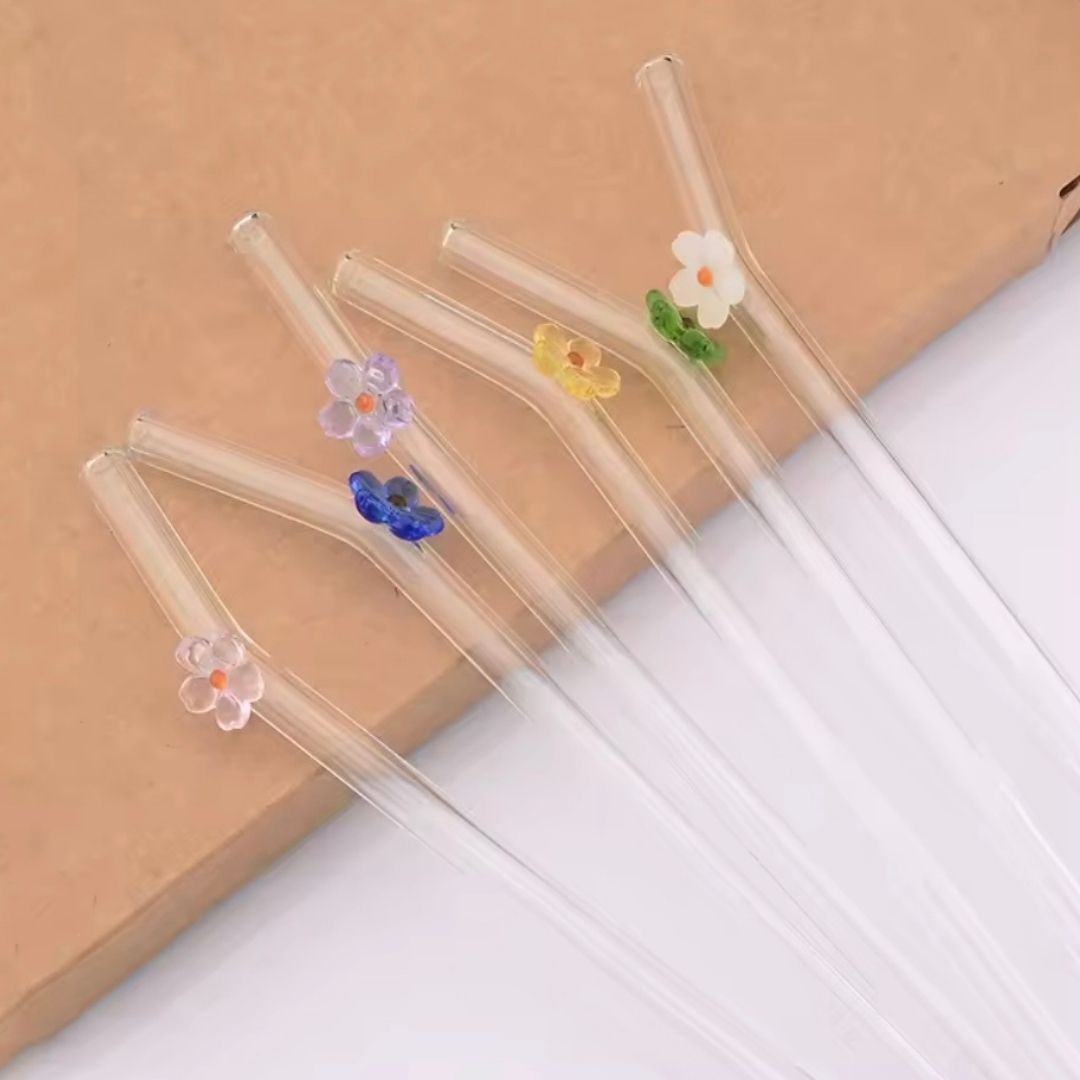 PAILLE EN VERRE FLEUR – Aliso matcha